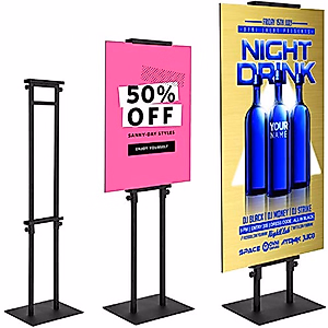 GUOHONG Poster Stand for Display Pedestal Sign Stand,Adjustable Floor Standing Sign Holder,Heavy Duty Banner Stand with Base Height Up to 75 inch Double-Sided for Board & Foam Sign (75in)