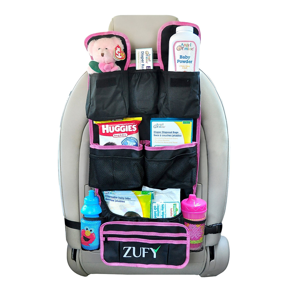 Zufy Backseat Car Organizer |Best Baby Travel Accessories for Kids Toy Storage Ideas|Free Travel Gifts|Available in Blue and Pink