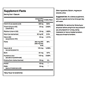 Swanson Vitamin B-Complex w/ Vitamin C - Natural Supplement Promoting Stress Relief, Energy Support & Aiding Immune Health - May Support Metabolism & Nervous Health - (100 Capsules)