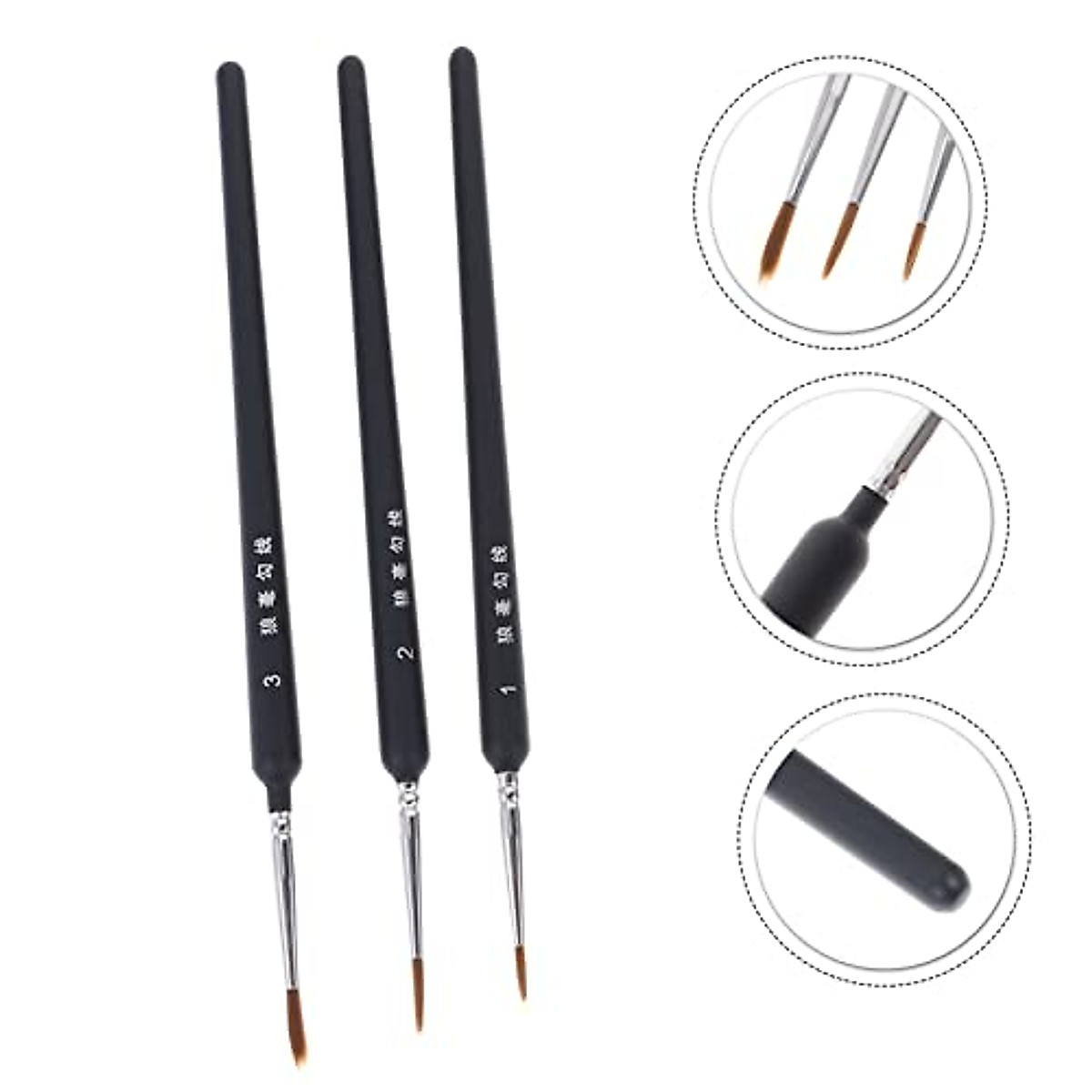 TEHAUX 3pcs Set Mini Nail Kit Adult Coloring Pens Suit Professional Manicure Set Detail Paint Brush Set Paintbrushes Set Special Pen Acrylic Brush to Paint Oil Paint Brushes