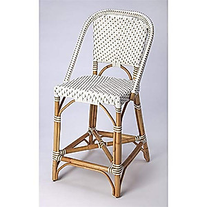 Beaumont Lane Island Living Rattan Counter Stool in White and Tan