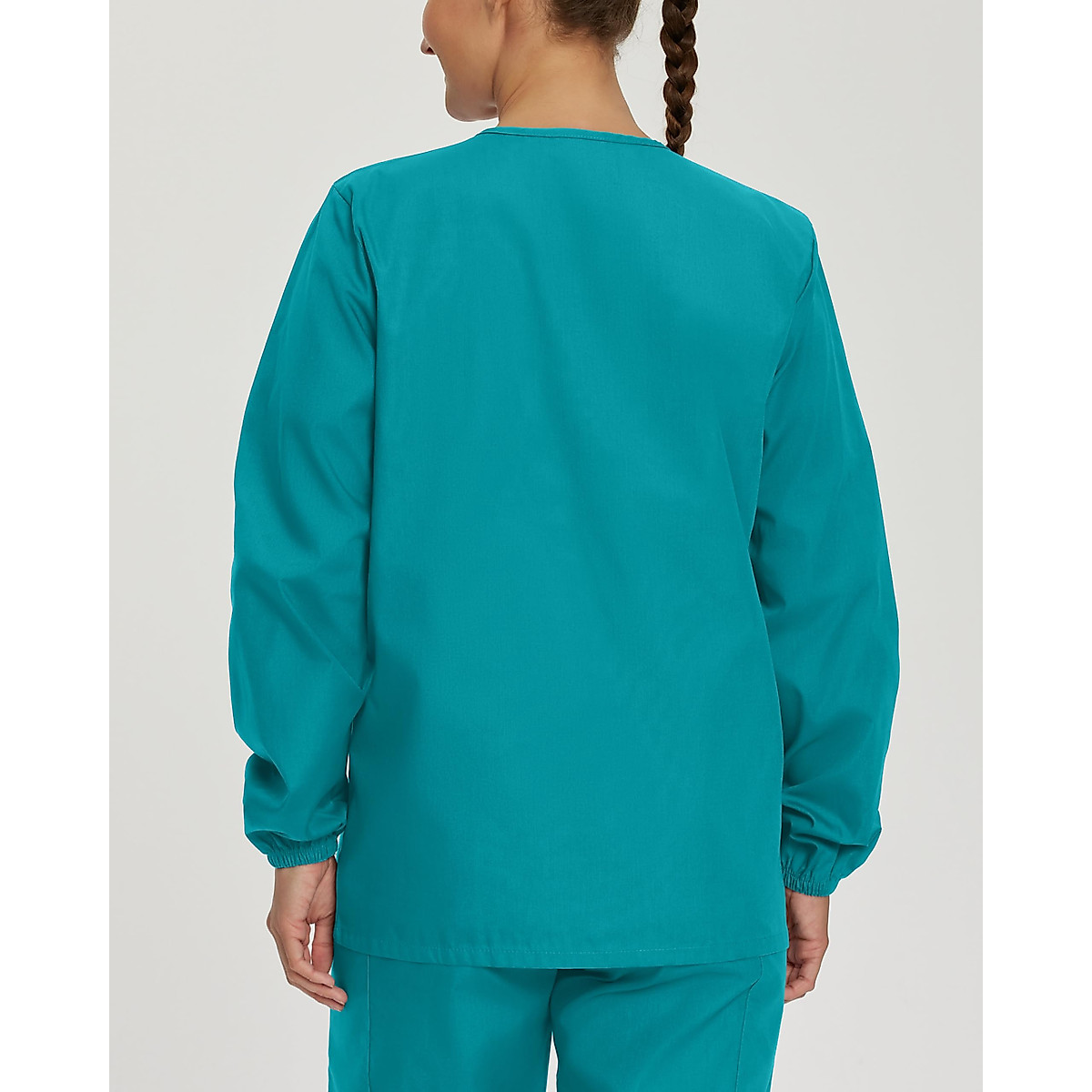 Landau Scrub Zone Relaxed Fit 2-Pocket Snap-Front Scrub Jacket for Women 75221 Teal XLG