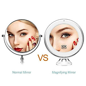 FQYYDD Illuminated Makeup Mirror Make-Up Mirror With Led Light 10X Magnifying Glass Portable