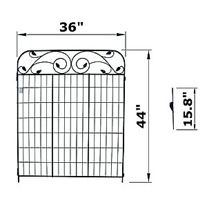 MTB Black Coated Steel Decorative Garden Fence Panel 8 Leaves, 44 x 36-inch (Pkg of 4, Linear Length 12 feet) Metal Border Folding Fence