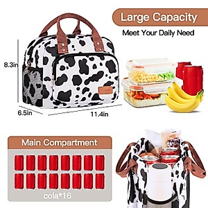 Yotrone Lunch Bag Women, Insulated Lunch Box Lunch Bag for Women Men Adult Work, Cute Lunch Tote Bag Large Capacity Reusable Cooler Lunch Containers for Travel Picnic or Office(Cow)