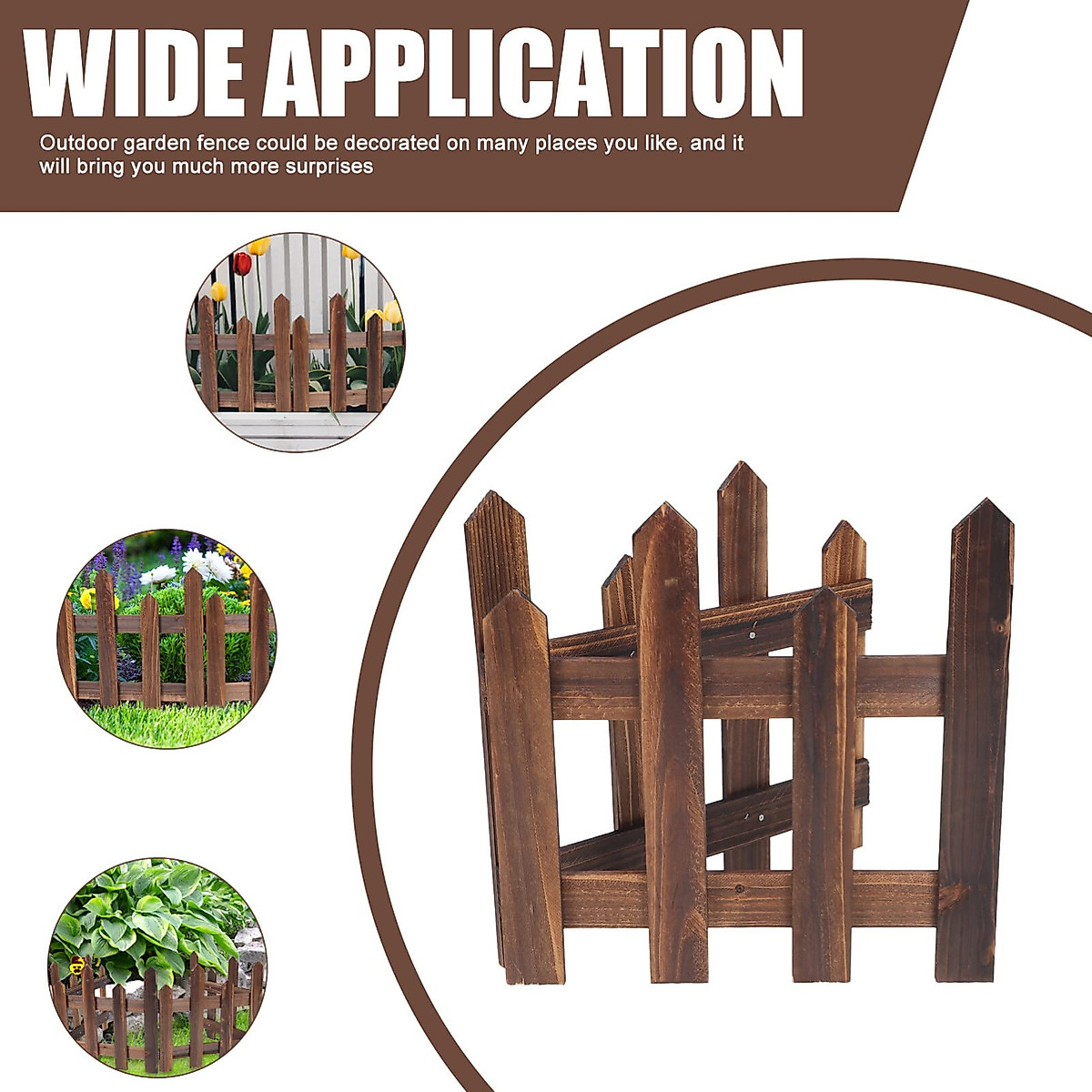 Happyyami Wood Yard Fence Rustic Farmhouse Fence Garden Edging Wooden Landscape Edging Short Fence Garden Border Edging Edger Lawn Edge Trim Garden Outdoor Fence Christmas Tree Metal Cut Off