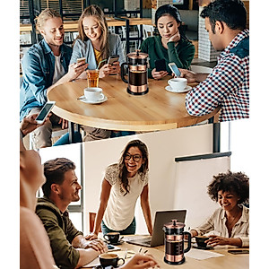 French Press Coffee Maker - 34 Ounce Classice Stainless Steel Coffee Press with 4-Level Filtration System, Heat Resistant Thickness Borosilicate Glass French Press Coffee Pot for Camping Travel Gift