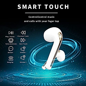 Villepni Bluetooth Wireless Earbuds, Wireless 5.1 Bluetooth Headset, Led Power Display Earphones, IPX7 Waterproof Earbud Noise Reduction Microphone, Suitable for Leisure Entertainment/Work