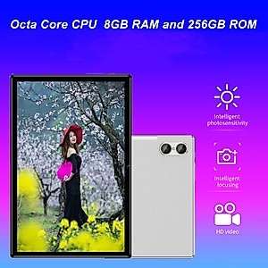 aqxreight Tablet PC, Business Tablet 10 Inch 7000mAh 8GB RAM 256GB ROM Dual Camera Gray for Family (US Plug)