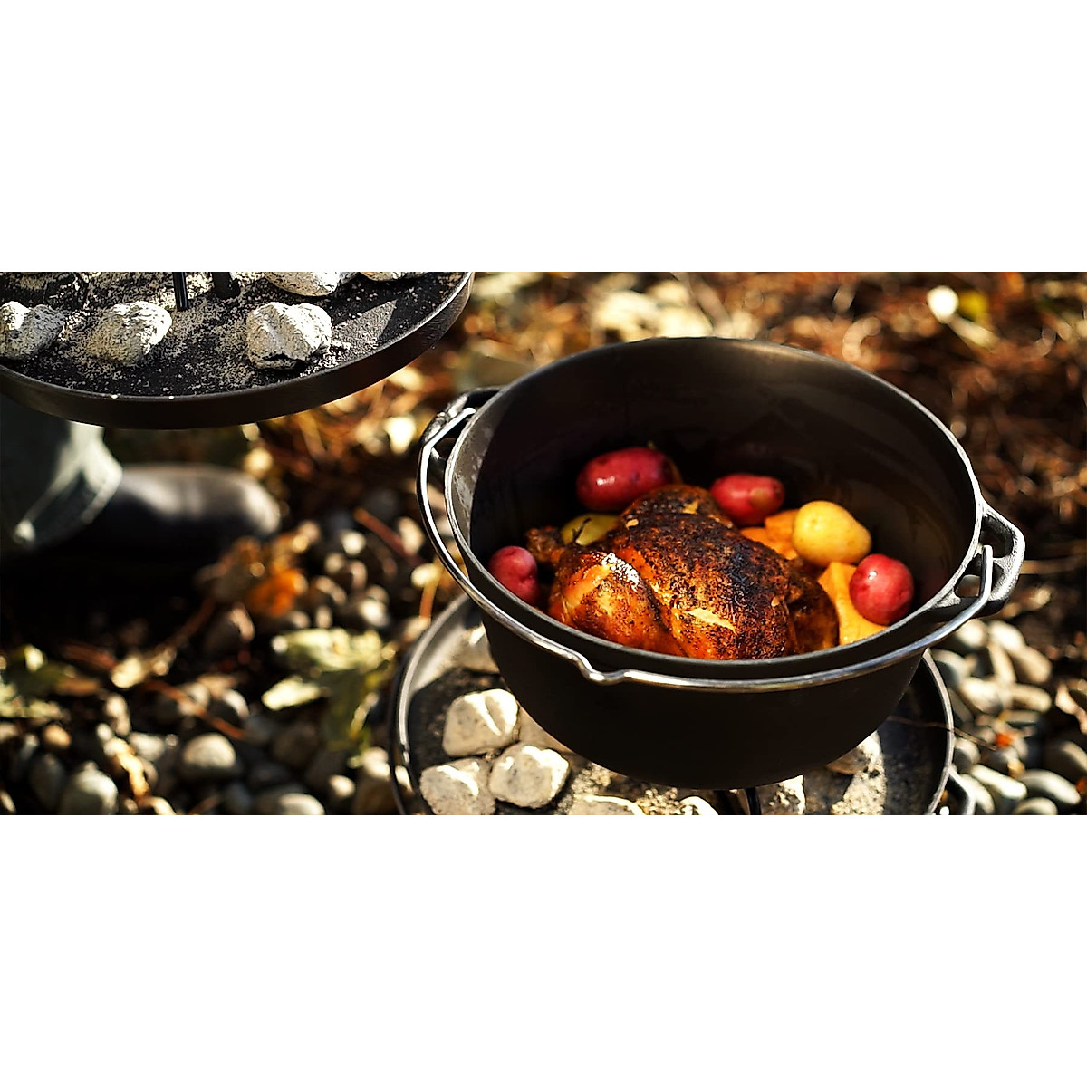 GSI Outdoors Guidecast 7qt Dutch Oven | Cast Iron Dutch Oven for Camping, Cabin and Home Kitchen