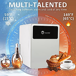 FavorCOOL Mini Fridge 8L, Makeup Skincare Fridge 110V AC/ 12V DC Portable Small Refrigerator Cooler Warmer for Skin Care, Cosmetics, Beverage, Desktop Accessory for Home Office Dorm Travel