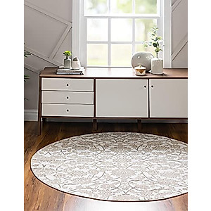 Rugs.com Nepal Collection Rug – 3 Ft Round Snow White Medium Rug Perfect for Kitchens, Dining Rooms