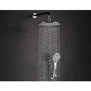 TECKI Kitchen Taps Brass Wall Mounted Bathroom Thermostatic Faucets Mixer Bath Shower Set With Round Shower Head Chrome Finish