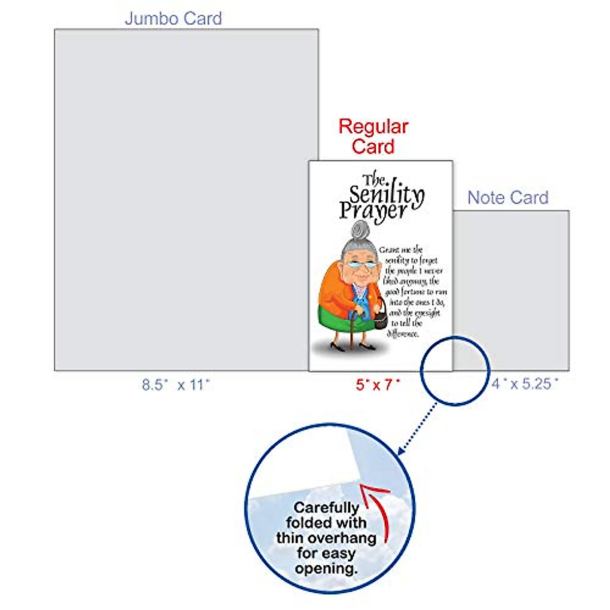 NobleWorks - Funny Happy Birthday Note Card with Envelope (4.63 x 6.75 Inch) - Bday Greeting Card for Women and Men - Congrats Bday Celebration Notecard - Senility Prayer 9046