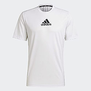 adidas Men's Primeblue Designed 2 Move 3-Stripes Tee, White/Black, XX-Large