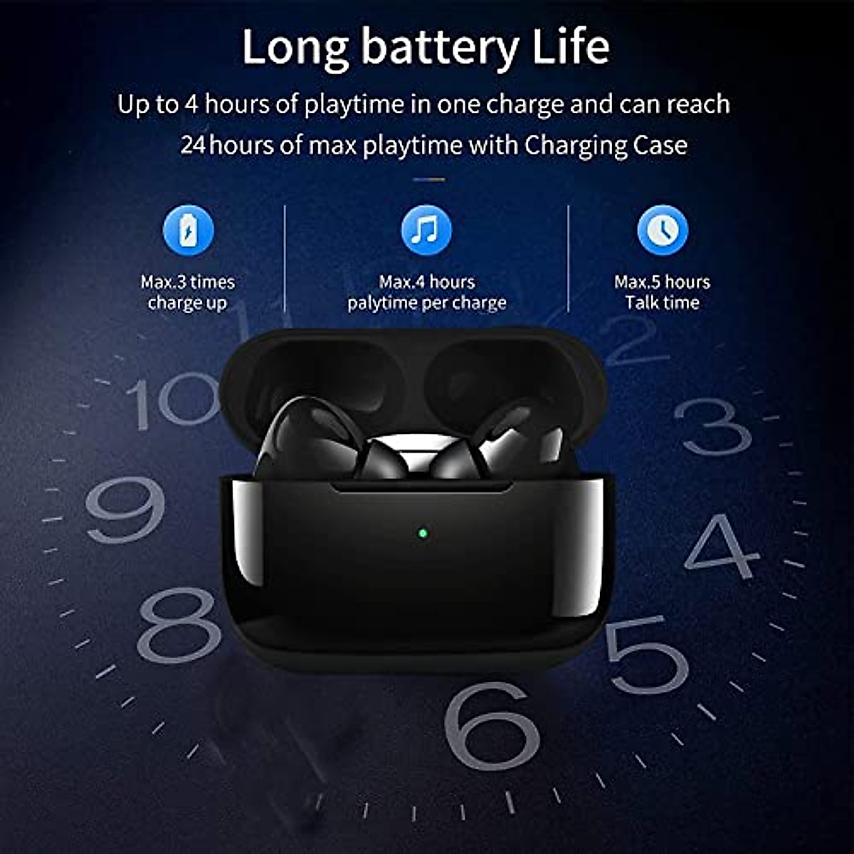 QiTooMar Mini Wireless Earbuds for Men/Women, Waterproof Sports Bluetooth Headphones, Stereo Noise Canceling in-Ear Headset Buds Earphones, 24Hours Support for Smartphone（Black）