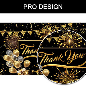 YCUCUEI 72x43inch Black Golden Thank You Backdrop Employee Appreciation Banner Thanks to Staff Teachers Professors Doctor Nurses Party Decorations Photo Booth