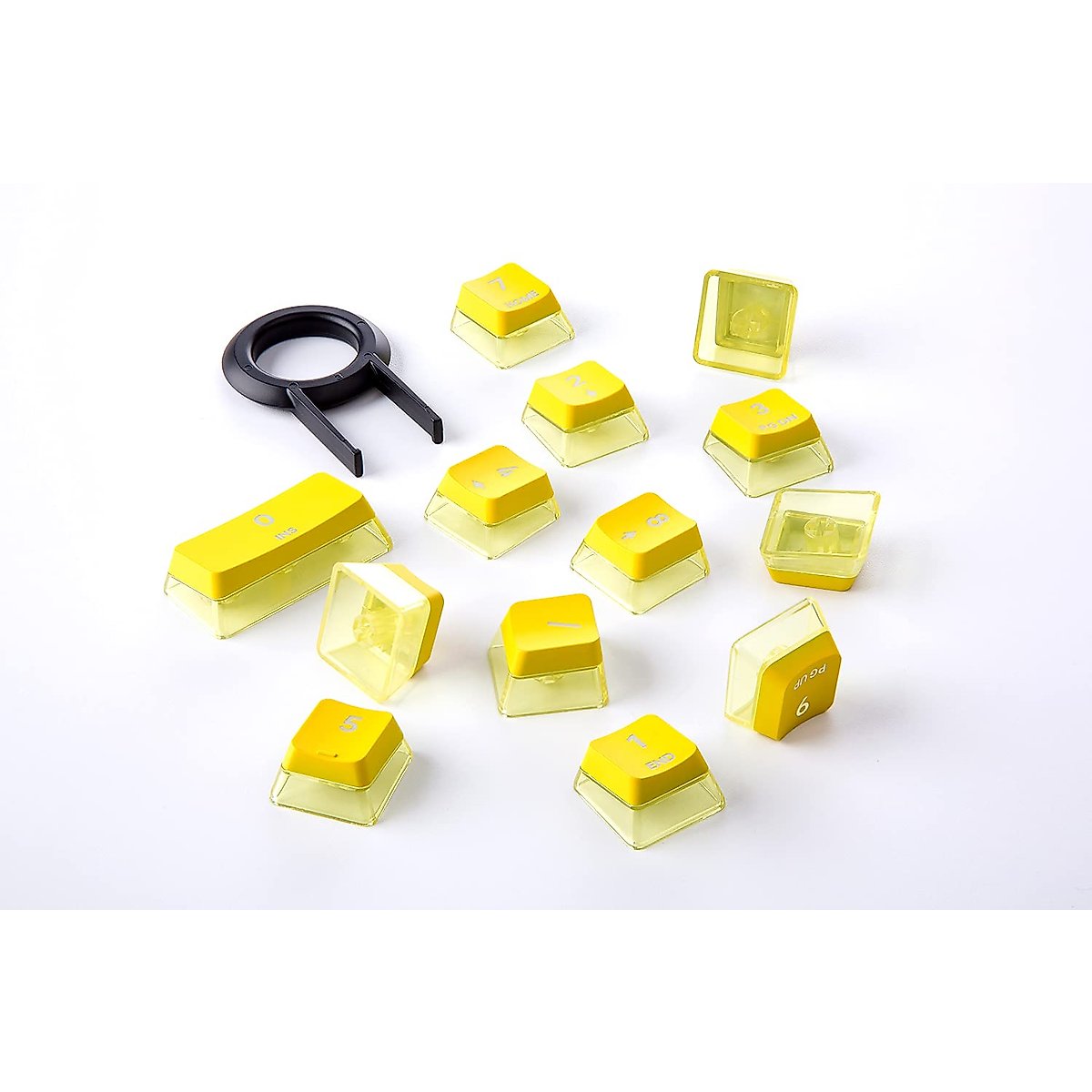 GUNMJO Crystal Pudding Keycap for Gaming Keyboard with Cherry MX Switches, ABS Translucent Keycaps for Backlit Mechanical Keyboard, OEM Profile 104 Keys with 6.25U Space Bar, Painted Yellow Color