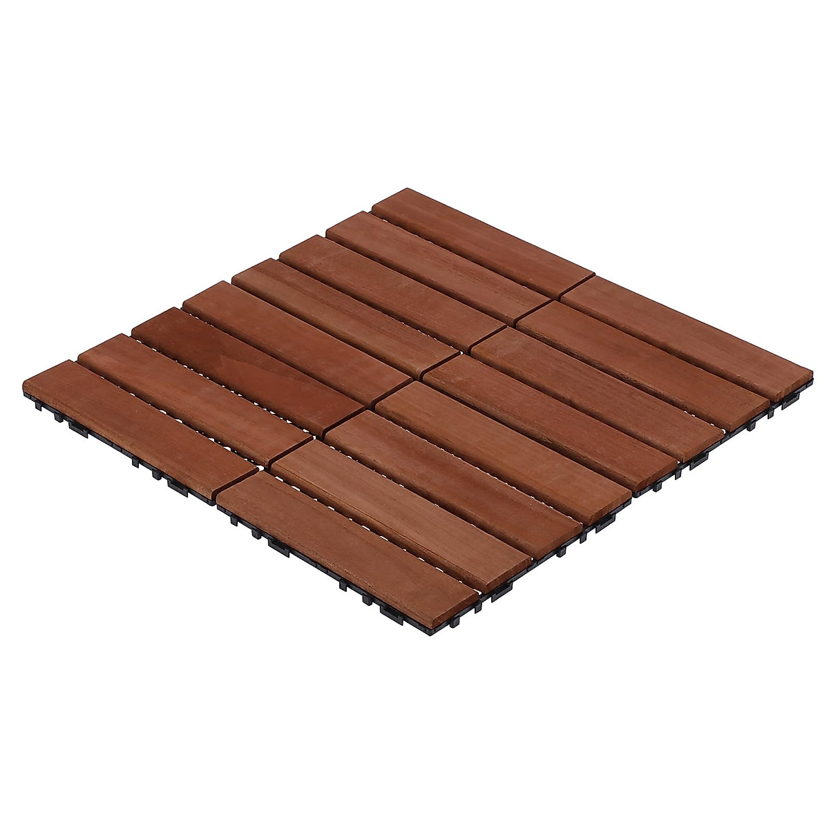 Interlocking Deck Tiles, 11Pcs Wood Flooring Tile Splicable Interlocking Floorboard for Home Outdoor Decking Garden Patio Balcony Decoration