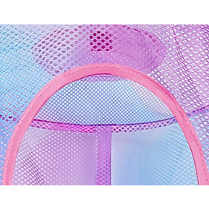 Sutinban 2 Pcs Hanging Mesh Stuffed Animal Storage for Kids Room, Bathroom and Balcony, 5 Tier Foldable Corner Net Organizer, for Organizing Plush Toys, Socks,Pink-Blue Tiedye(Pink)