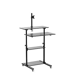 Mount-It Mobile Stand Up Desk / Height Adjustable Computer Work Station Rolling Presentation Cart With Monitor Arm (MI-7942B), Black