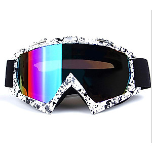 DPLUS Motorcycle Goggles Cycling Goggles Dirt Bike ATV Goggles Anti-UV Adjustable Riding Offroad Protective Combat Tactical Military Goggles for Men Women (White)