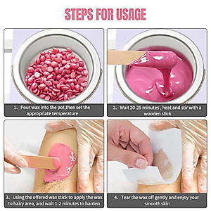 Double Wax Warmer Kit, Professional Dual Waxing Pot with 4 Pack Wax Beans 100pc Wooden Sticks,110V Electric Heater Machine for Hair Removal Home/Salon/SPA Adjustable Temperature