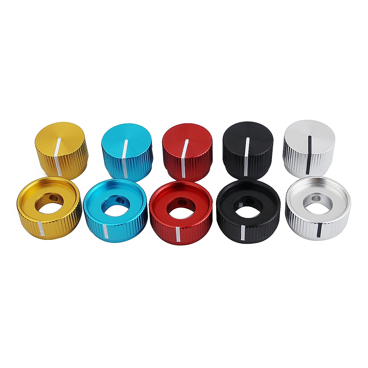 Guyker Guitar Aluminum Alloy Dual Concentric Control Knobs - Dome Volume Tone Stacked Knob Replacement for Electric Guitar or Bass (black, 2 piece)