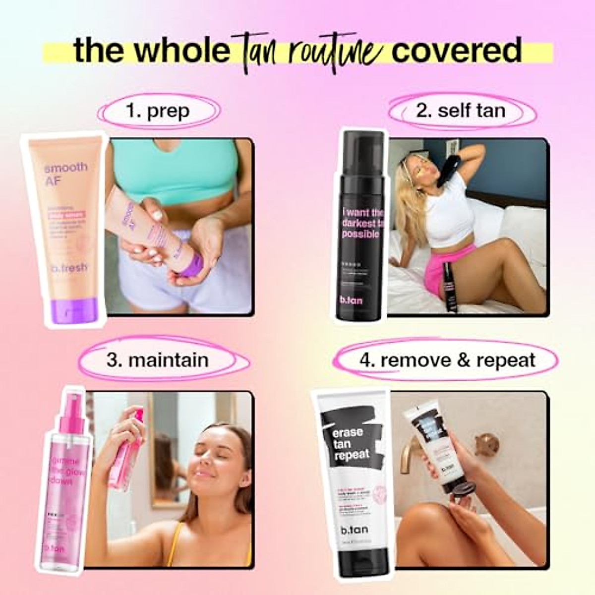 b.tan Ultra Dark Self Tanner | I Want The Darkest Tan Possible - Fast, 1 Hour Sunless Tanner Mousse, No Fake Tan Smell, No Added Nasties, Vegan, Cruelty Free, 6.7 Fl Oz