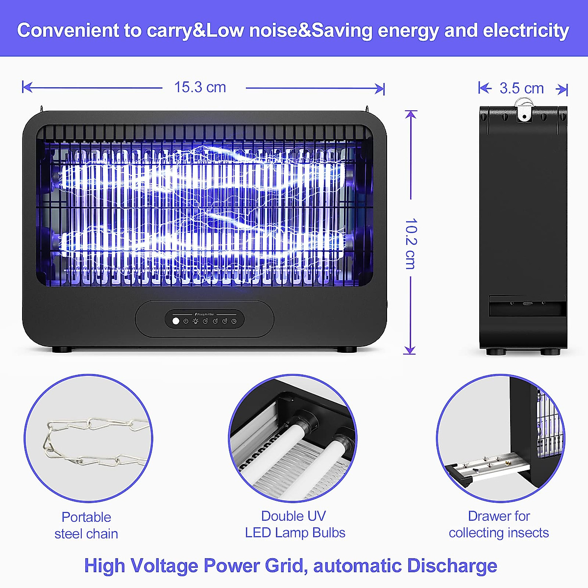 Electric Bug Zapper Indoor and Outdoor with 3500V Powerful Double-Sided Grid and 2-14H Timer-Mosquito Zapper with Remote, UV Light Fruit Fly Zapper Trap Insect Killer for Patio Home, 2 Extra Blubs