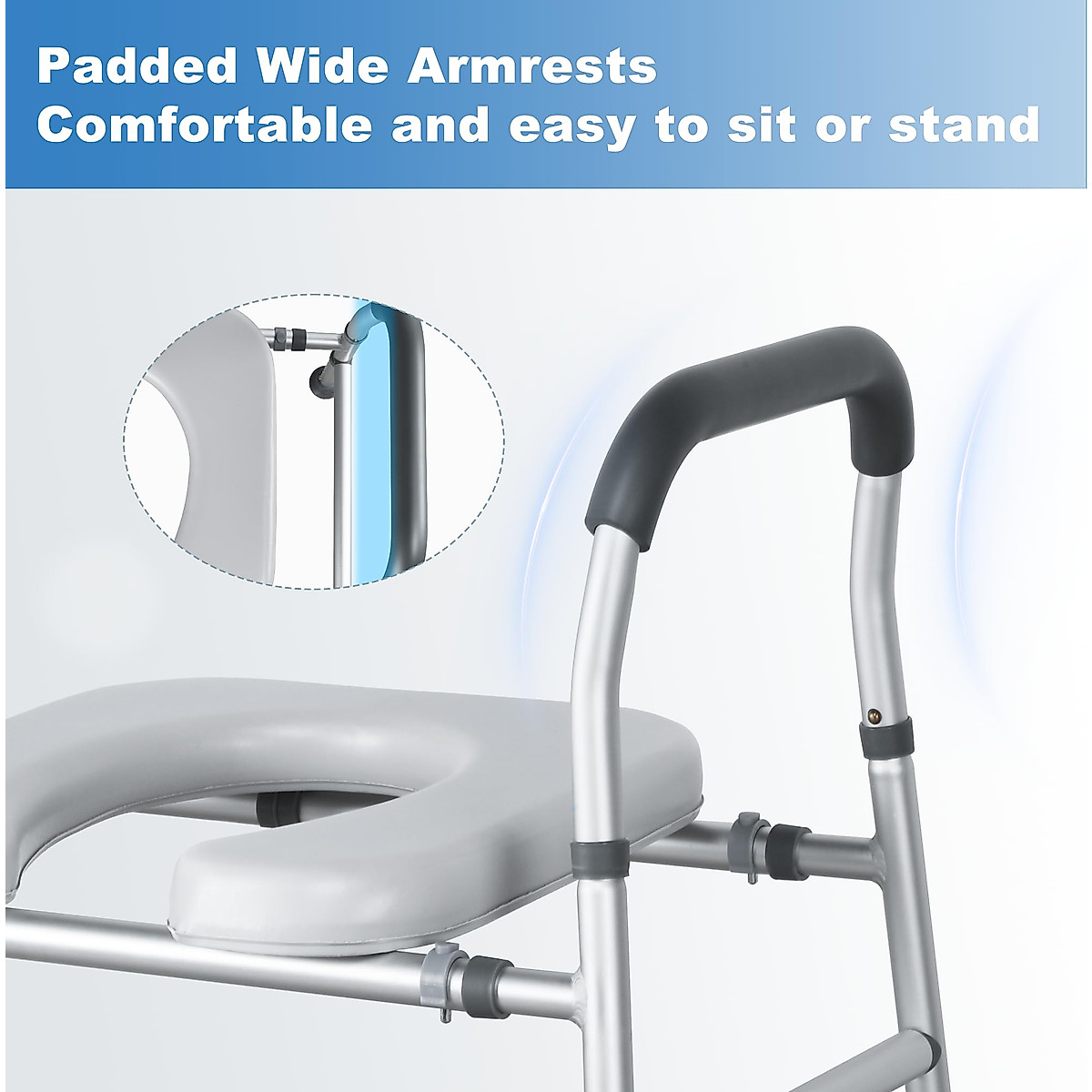 Deewow Raised Toilet Seat with Handles, Toilet Seat Riser for Seniors with Height and Width Adjustable, up to 400lbs, Commode Chair for Elderly, Pregnant and Handicap, Fit Any Toilet, FSA/HAS Eligible