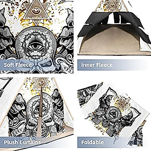 Y-DSIWX Guinea Pig Hideout House Bed, Skull Aesthetic Pattern Rabbit Cave, Squirrel Chinchilla Hamster Hedgehog Nest Cage