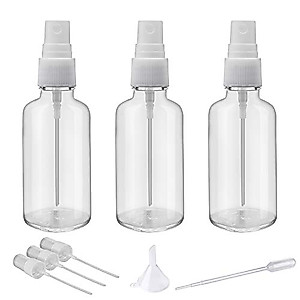 Hydior 2oz Clear Glass Spray Bottles for Essential Oils, Small Spray Bottle with Plastic Sprayer - Set of 3