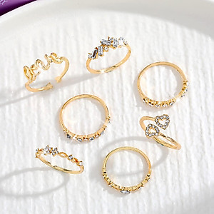 Gold Stackable Rings for Women Gifts Trendy Stuff Simple Star Moon Heart Knuckle Rings Set Boho Rings Cute Stuff Birthday Gifts Gold Rings Pack Jewelry
