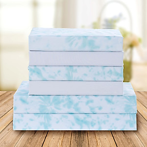 Elegant Comfort Luxury Soft Bed Sheets Tie Dye Pattern 1500 Thread Count Percale Egyptian Quality Microfiber Softness Wrinkle and Fade Resistant (6-Piece) Bedding Set, King, Tie Dye Aqua