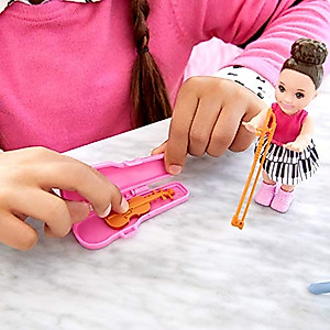Barbie Music Teacher Doll, Blonde, and Playset with Flipping Chalkboard, Brunette Student Small Doll and 4 Musical Instruments, Career-Themed Toy for 3 to 7 Year Old Kids​​​