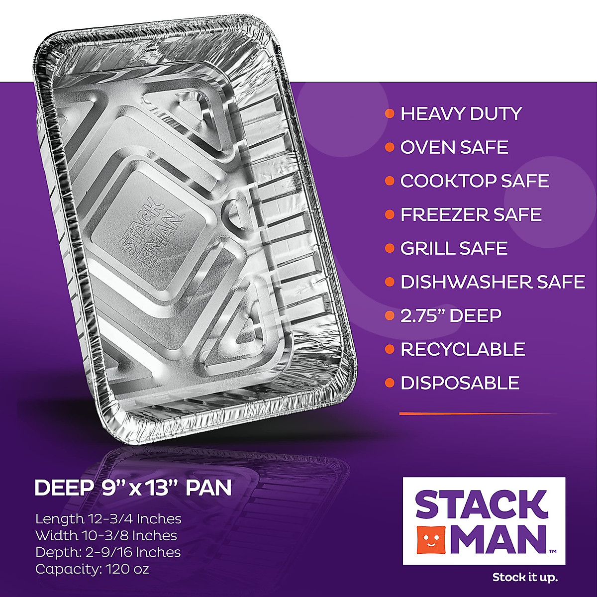 Aluminum Pans with Lids 9x13 Disposable Foil Pans [25-Sets] Heavy-Duty Baking Pans, Half-Size Deep Steam Table Pans with Foil Covers- Tin Foil Pans for Cooking, Baking, Heating, Storing, Food Prepping