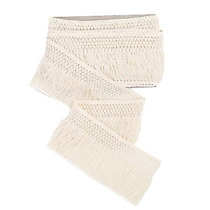 10 Yards Cotton Tassel Fringe Trim - AWAYTR 5 Inches Wide Sewing Fringe Trim for DIY Curtain Clothing Dress Pillow Craft Ribbon (Beige,12cm)