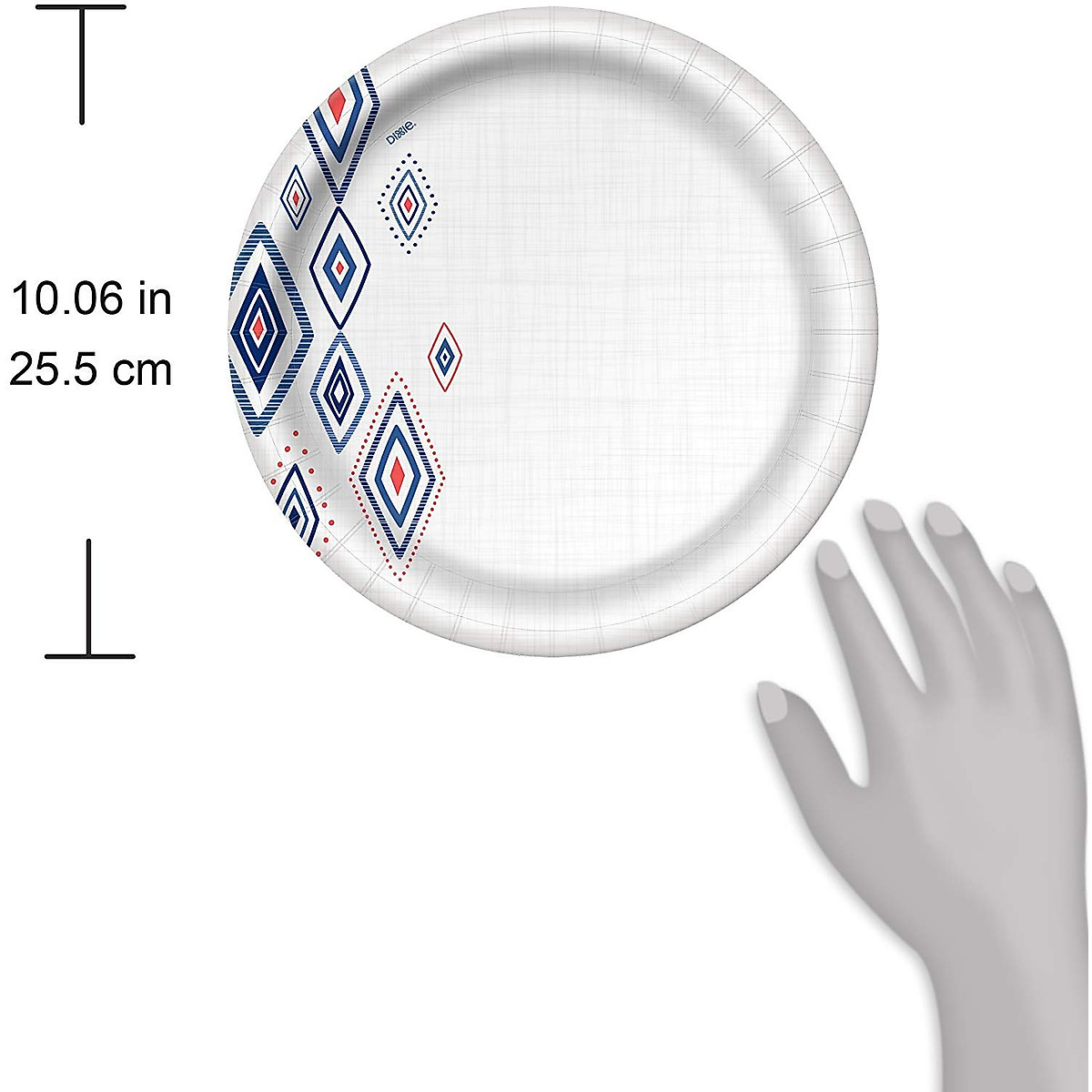 Dixie Paper Plates, 10 1/16 inch, Dinner Size Printed Disposable Plate, 44 Count (Pack of 5) , Packaging and Design May Vary