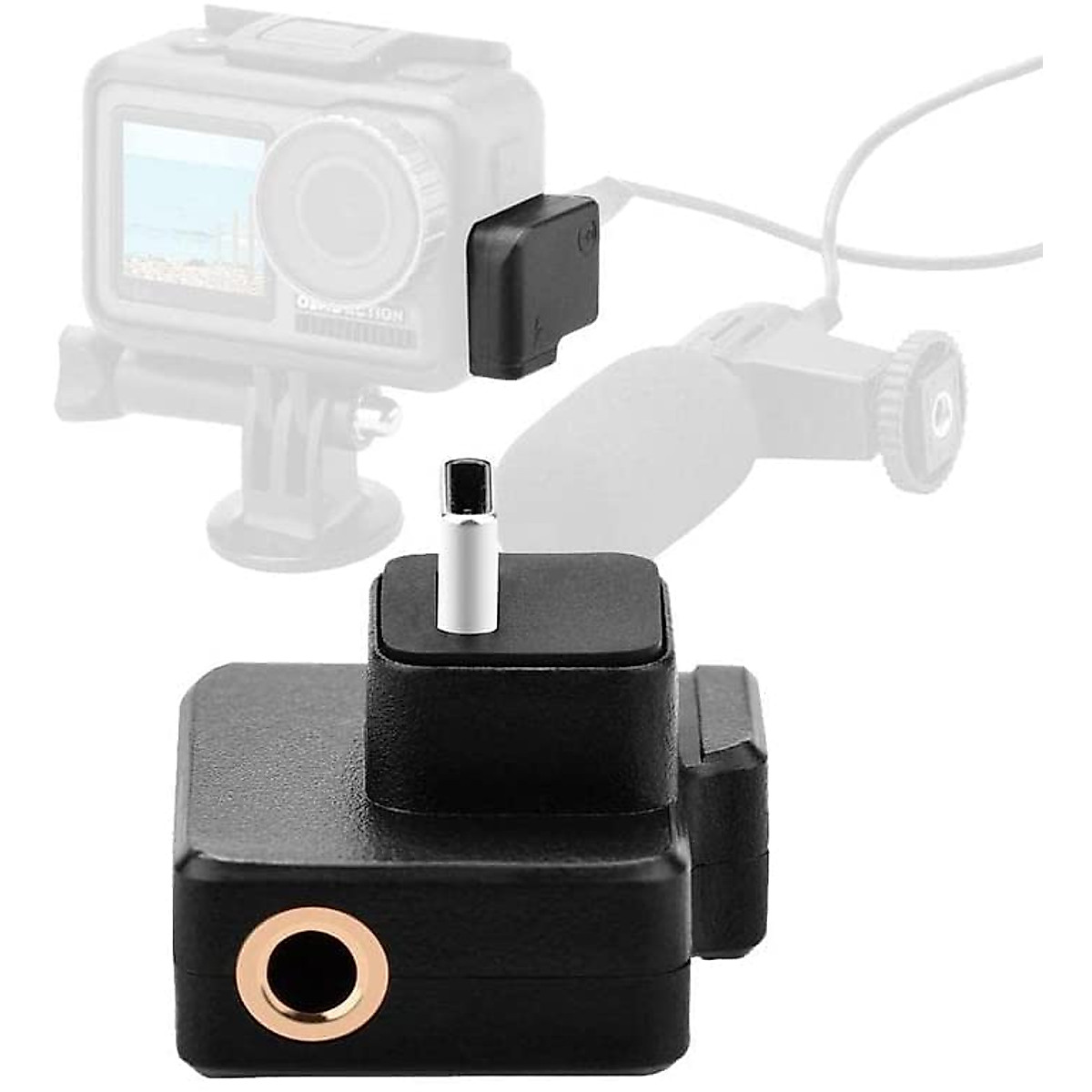 Microphone 3.5mm/USB-Cc Adapter Audio External Mic Mount for TRS Plug Osmo Action Accessories