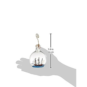 Hampton Nautical Santa Maria Model Ship in a Glass Bottle Christmas Ornament, 4"