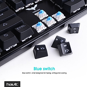HAVIT LED Backlit Wired Mechanical Gaming Keyboard with Blue Switches,Black