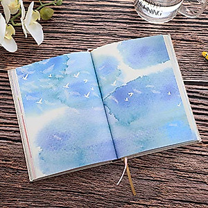 Siixu Colorful Blank Notebook, Unruled Personal Diary Journals to Write in for Women, Hardcover Writing Notepad Gift, Unique Watercolor Design, 192 Pages, 2 Bookmarks, Unlined