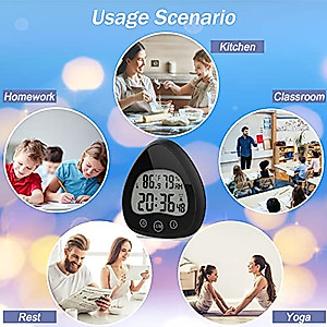 ZEITHALTER Shower Timer Kitchen Clock with Alarm, Waterproof for Water Splashes, Visual Countdown Timer, Time Management Tool, Indoor Temperature Humidity, Suction Cup, Hole Stand