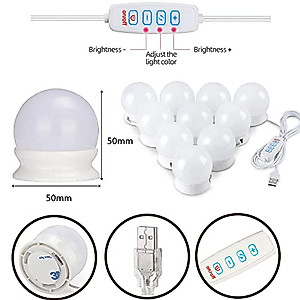 JBLCC Makeup Vanity Table with Lighted Mirror,Large Vanity Desk Set with Shelves, Dresser Desk and Cushioned Stool Set White (3076)