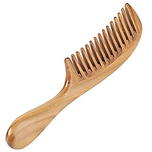 Onedor Handmade 100% Natural Green Sandalwood Hair Combs - Anti-Static Sandalwood Scent Natural Hair Detangler Wooden Comb (Wide Tooth),1 Count (Pack of 1)