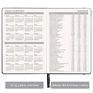 2023 Planner - 18-Months Weekly Monthly Planner 2023, January 2023 - June 2024, 5.75" x 8.25", Saffiano Leather with Thick Paper, Back Pocket with 32 Notes Pages - Black