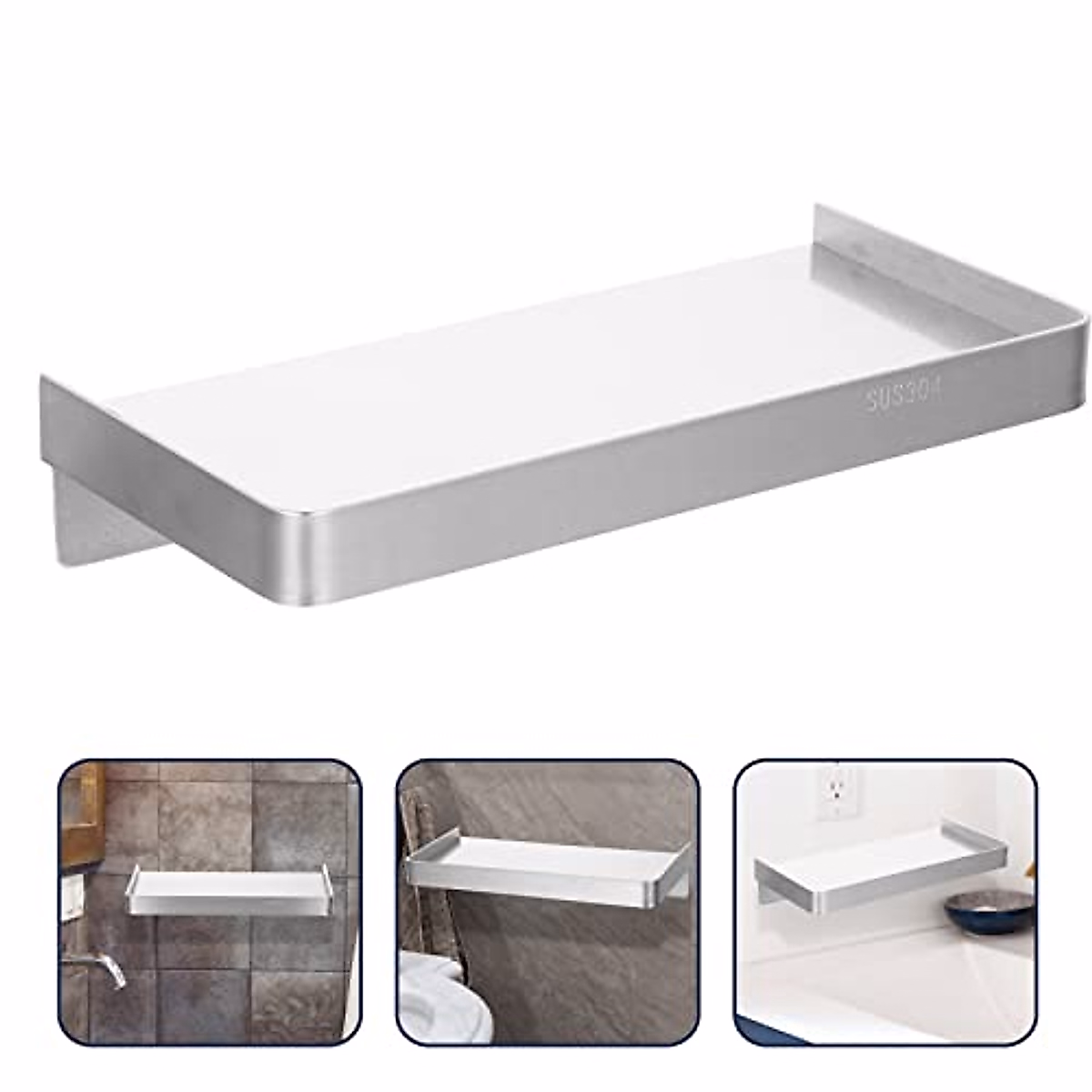 Cabilock Stick-on Wall Shelf Small Wall Mounted Adhesive Shelf Phone Holder Shelf