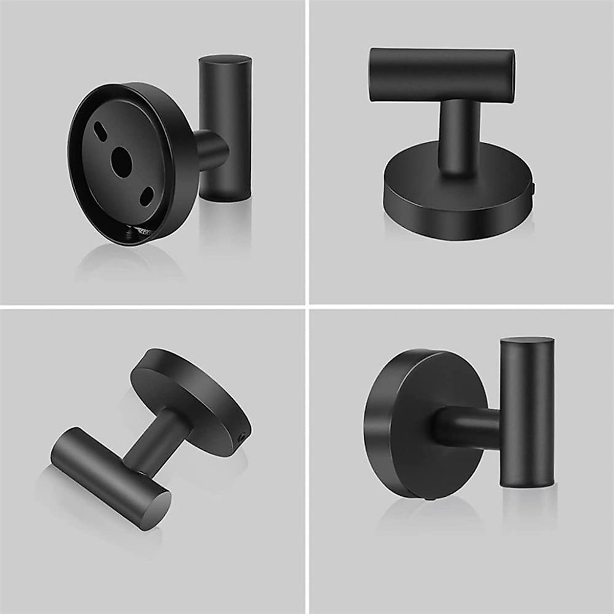 szhdxsy 5 Pack Bath Towel Hooks Hook Matte Black, 304 Stainless Steel Shower Towel Holder, Kitchen Towel Hanger, Round Robe Hook for Wall Heavy Duty Coat Hook for Bathroom Wall Mounted(Black)