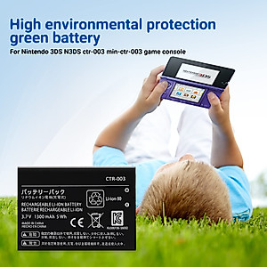 Xahpower 3DS Battery Pack, 1300mAh Replacement Rechargeable Lithium-ion Battery CTR-003 Compatible with Nintendo 3DS /NEW 2DS /2DS